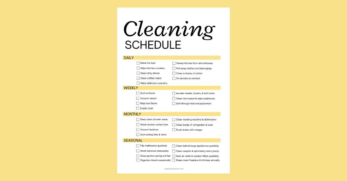 Your Ultimate Home Cleaning Schedule: What to Clean Daily, Weekly, and ...